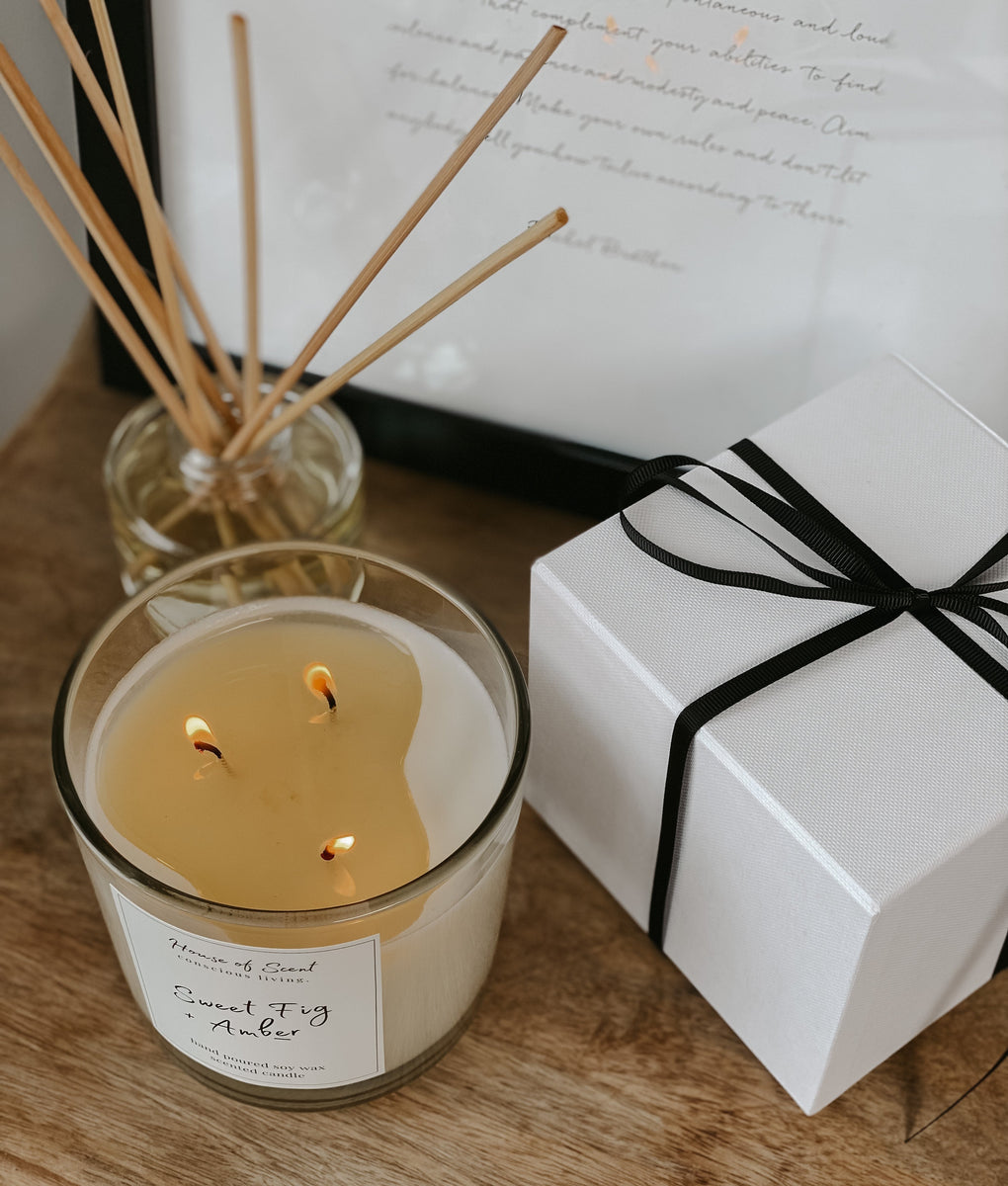 Sweet Fig + Amber - 3 wick soy wax candle – House of Scent
